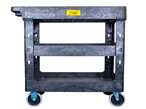 550lb Capacity Heavy Duty Plastic Utility Cart 34-1/2" L x 16-3/4" W with Handle 3 Shelves Pake Handling Tools