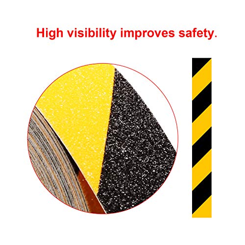 Bligo Anti Slip Safety Grip Tape, 2 Inch x 60 Foot, Non Skid Tread for Stairs, Steps, Floors, Caution Dangerous Zones, Indoor and Outdoor Use (Yellow and Black)