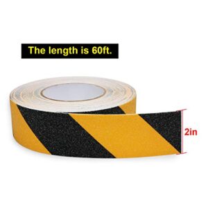 Bligo Anti Slip Safety Grip Tape, 2 Inch x 60 Foot, Non Skid Tread for Stairs, Steps, Floors, Caution Dangerous Zones, Indoor and Outdoor Use (Yellow and Black)