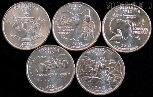 2002 P Complete Set of 5 State Quarters Uncirculated