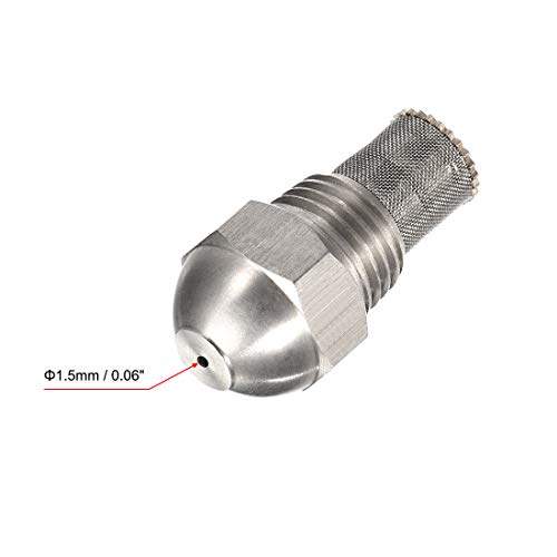 uxcell Mist Nozzle - 1/4BSPT 1.5mm Orifice Dia 304 Stainless Steel Fine Atomizing Spray Tip