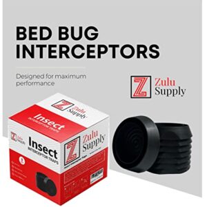 Zulu Supply Bed Bug Interceptors, Traps, 8 Pack, Bedbug Monitor, Insect Detector for Bed Legs or Furniture (Black 8 Pack)