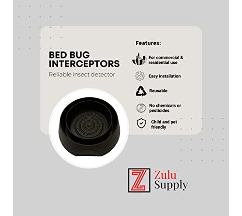 Zulu Supply Bed Bug Interceptors, Traps, 8 Pack, Bedbug Monitor, Insect Detector for Bed Legs or Furniture (Black 8 Pack)