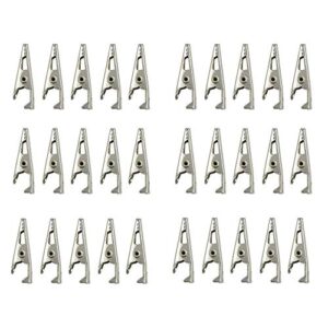 bnafes 27mm/1.06" alligator clips test crocodile clamps silver tone - (30 pcs)