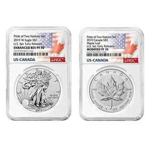 2019 w pride of two nations 2019 pride of two nations 2-coin set ngc pf 70 er (two flags label) pr-70