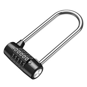 keekit 5 digit combination padlock, 4.65 inch long shackle resettable padlock, lengthened gym lock waterproof for school, employee, gym & sports locker, gate, case, toolbox, fence - black