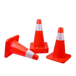 [ 12 Pack ] 18" Traffic Cones PVC Safety Road Parking Cones Weighted Hazard Cones Construction Cones for Traffic Fluorescent Orange w/4" Reflective Strips Collar