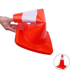 [ 12 Pack ] 18" Traffic Cones PVC Safety Road Parking Cones Weighted Hazard Cones Construction Cones for Traffic Fluorescent Orange w/4" Reflective Strips Collar