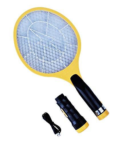 Beastron Bug Zapper, Electric Fly 3000, Yellow Large Size Killer Racket with USB Charging, 1 Pack （Upgraded）