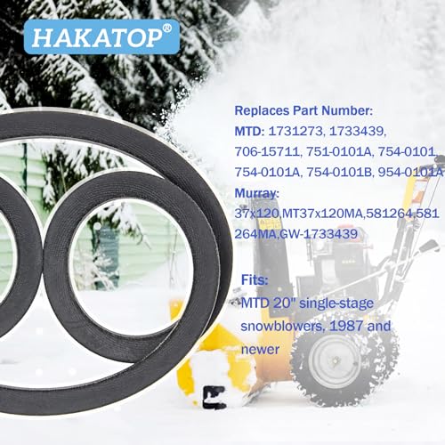 HAKATOP 954-0101 754-0101 Auger Drive Belt for MTD Cub Cadet 754-0101A 954-0101A 265-433 Murray 581264 581264MA 1/2 X 35" Snow Blower