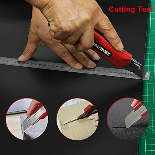 HAUTMEC 25mm Extra Heavy-Duty Utility Knife, Snap-off Retractable Box Cutter with 3pcs Sharp Blades, Auto-lock Mechanism, Sturdy Body HT0080-KN