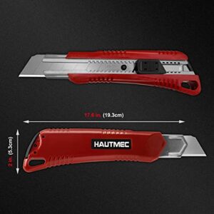 HAUTMEC 25mm Extra Heavy-Duty Utility Knife, Snap-off Retractable Box Cutter with 3pcs Sharp Blades, Auto-lock Mechanism, Sturdy Body HT0080-KN