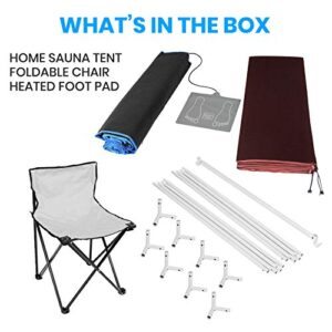 SereneLife Portable Full Size Infrared Home Spa| One Person Sauna | with Heating Foot Pad and Portable Chair