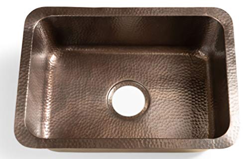 Monarch Abode 17098 Pure Copper Hand Hammered Milan Single Bowl Kitchen Sink (21 inches)