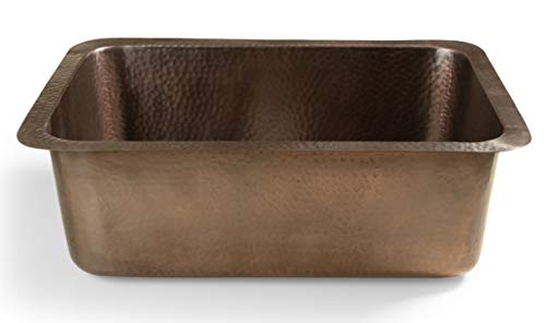 Monarch Abode 17098 Pure Copper Hand Hammered Milan Single Bowl Kitchen Sink (21 inches)