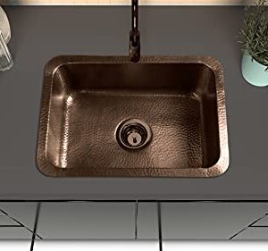 Monarch Abode 17098 Pure Copper Hand Hammered Milan Single Bowl Kitchen Sink (21 inches)