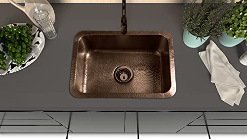 Monarch Abode 17098 Pure Copper Hand Hammered Milan Single Bowl Kitchen Sink (21 inches)