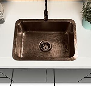 Monarch Abode 17098 Pure Copper Hand Hammered Milan Single Bowl Kitchen Sink (21 inches)