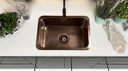 Monarch Abode 17098 Pure Copper Hand Hammered Milan Single Bowl Kitchen Sink (21 inches)