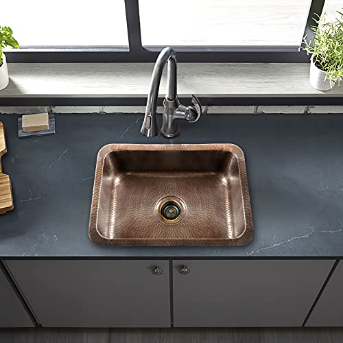 Monarch Abode 17098 Pure Copper Hand Hammered Milan Single Bowl Kitchen Sink (21 inches)