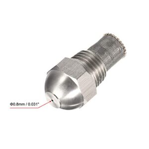 uxcell Mist Nozzle - 1/4BSPT 0.8mm Orifice Dia 304 Stainless Steel Fine Atomizing Spray Tip