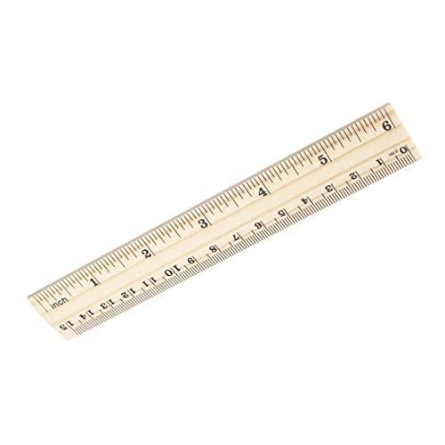 uxcell Wood Ruler 15cm 6 Inch 2 Scale Office Rulers Wooden Measuring Ruler 5pcs