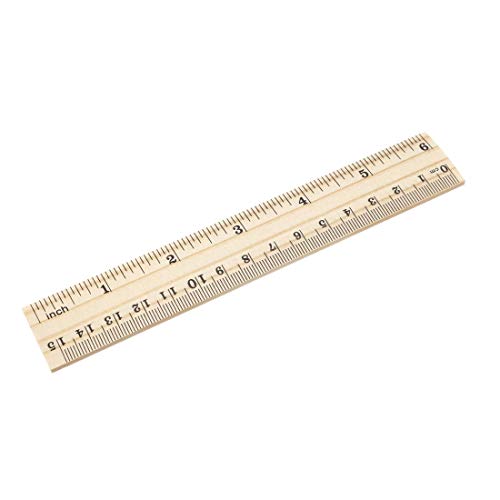 uxcell Wood Ruler 15cm 6 Inch 2 Scale Office Rulers Wooden Measuring Ruler 5pcs