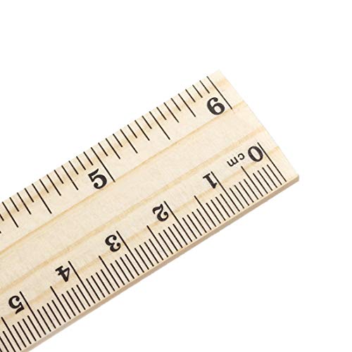 uxcell Wood Ruler 15cm 6 Inch 2 Scale Office Rulers Wooden Measuring Ruler 5pcs