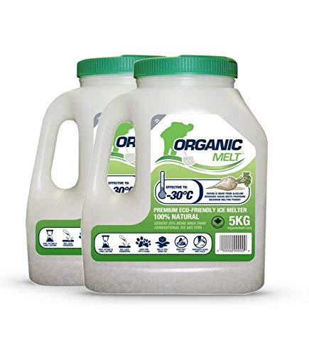 Organic Melt Premium Granular Ice & Snow Melt - Pet Friendly, Plant and Concrete Safe Beet Deicer - 5kg Shaker Jug (11 lbs) (2 Pack)