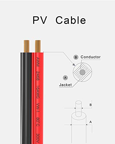 ALLPOWERS Solar Extension Cable with DC5525(5.5mm x 2.5mm) to Anderson Power Pole Port 1.5M 16AWG Solar Panels Kit Tools, Connector for Solar Panel to Portable Generator UPS Battery Backup