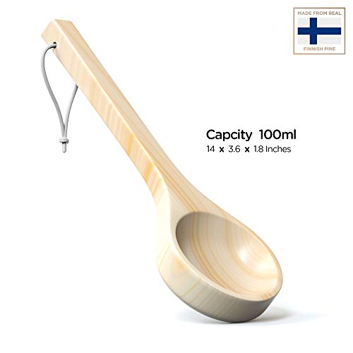 Northwood Sauna Bucket and Ladle Set - Handmade from Finnish Pine Wood - Plastic Liner and Rope Handle