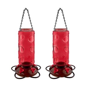 urban deco large capacity hummingbird feeders for outdoors hanging wild bird feeders with 5 nectar bird feeding station 30 oz red glass bird feeder - (pack of 2)