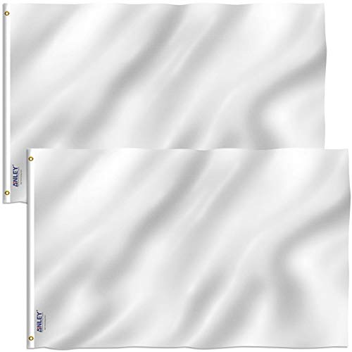 Anley Pack of 2 Fly Breeze 3x5 Foot Solid White Flag - Vivid Color and Fade Proof - Canvas Header and Double Stitched - Plain White Flags Polyester with Brass Grommets 3 X 5 Ft