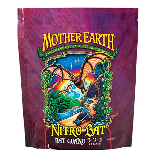 Mother Earth Products HGC733955 Nitro Bat Bat Guano 5-3-1 Plant Fertilizer for Vegetative Plants, Flowers and Tomatoes, 2 lbs., Natural