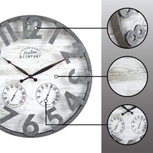 FirsTime & Co.® Shiplap Farmhouse Outdoor Wall Clock, American Crafted, Light Gray, 18 x 2.5 x 18,