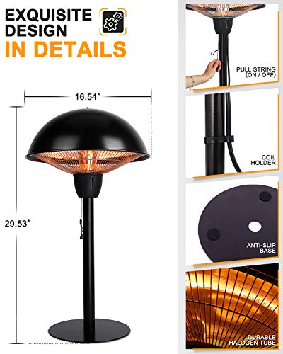 Star Patio Electric Patio Heater, Tabletop Heater, Infrared Heaters, Electric Outdoor Heater, Outdoor Space Heater, Portable Heater with Hammered Bronze Finished, 1500W, STP1566-BT