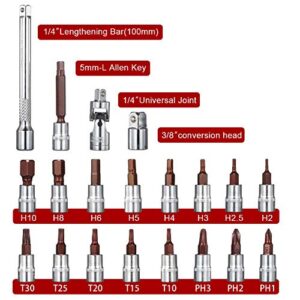 BULLTOOLS 1/4-inch Drive Click Torque Wrench Set Dual-Direction Adjustable 90-tooth Torque Wrench with Buckle (20-200in.lb / 2.26-22.6Nm)