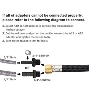 Houtingmaan Kitchen Sink Sprayer,Dual Function Kitchen Side Sprayer with Adjustable Flow Controller,Kitchen Sprayer Head Replacement Brushed Nickel,Side Sprayer for Kitchen Sink with Hose and Holder