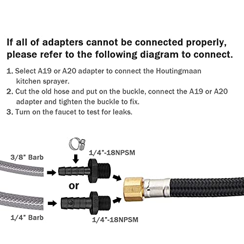 Houtingmaan Kitchen Sink Sprayer,Dual Function Kitchen Side Sprayer with Adjustable Flow Controller,Kitchen Sprayer Head Replacement Brushed Nickel,Side Sprayer for Kitchen Sink with Hose and Holder