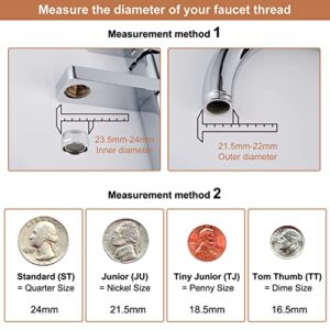 Waternymph Kitchen Sink Faucet Aerator Solid Brass - Big Angle Swivel Faucet Aerator Dual-function 2 Sprayer kitchen faucet attachment swivel sprayer- 360-Degree Swivel - Polished Chrome/ 1.8GPM