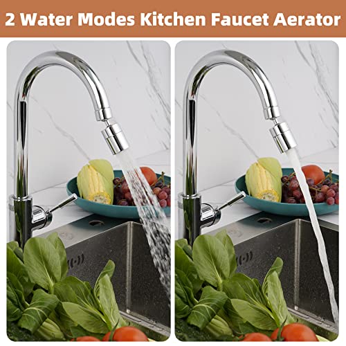 Waternymph Kitchen Sink Faucet Aerator Solid Brass - Big Angle Swivel Faucet Aerator Dual-function 2 Sprayer kitchen faucet attachment swivel sprayer- 360-Degree Swivel - Polished Chrome/ 1.8GPM