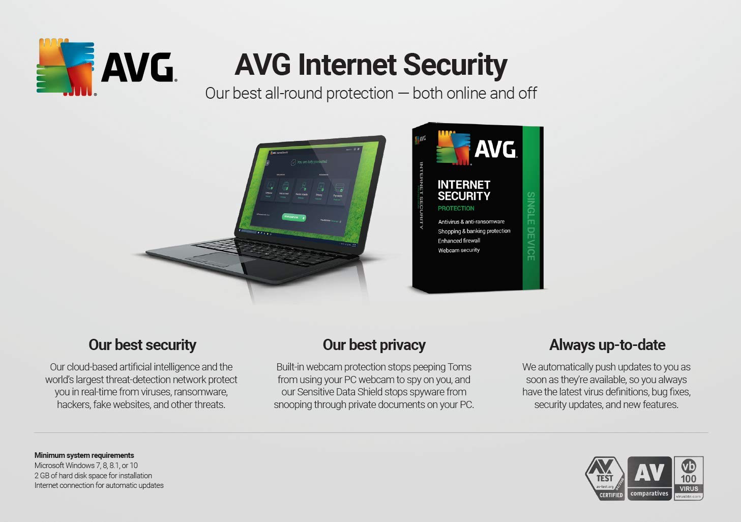 AVG Internet Security 2022 | Antivirus Protection Software | 1 PC, 2 Years [Download]