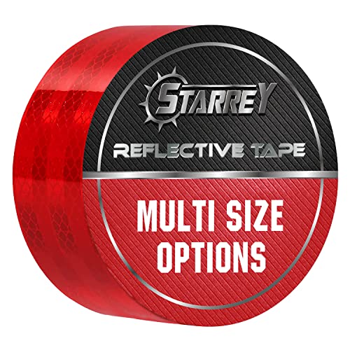 STARREY Reflective Tape 1 inch Wide 15 FT Long DOT-C2 High Intensity Red - 1 inch Trailer Reflector Safety Conspicuity Tape for Vehicles Trucks Bikes Cargos Helmets