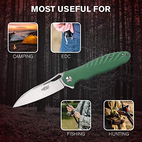 Firebird GANZO FH71 Folding Pocket Knife D2 Steel Flip Blade Anti-Slip G10 Handle with Clip Camping Hunting Gear Fishing Outdoor Folder EDC Knife (Grey)