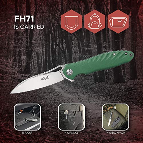 Firebird GANZO FH71 Folding Pocket Knife D2 Steel Flip Blade Anti-Slip G10 Handle with Clip Camping Hunting Gear Fishing Outdoor Folder EDC Knife (Grey)