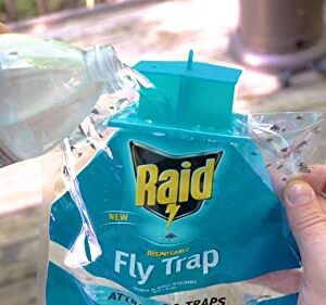 Raid Fly Trap (2-Pack), Outdoor Fly Trap, Disposable Fly Trap Bag, House Fly Trap with Food-Based Attractant, Hanging Fly Bag, 2 Home Fly Trap Bags, Outside Fly Control for Home, Hanging Fly Bait Bags