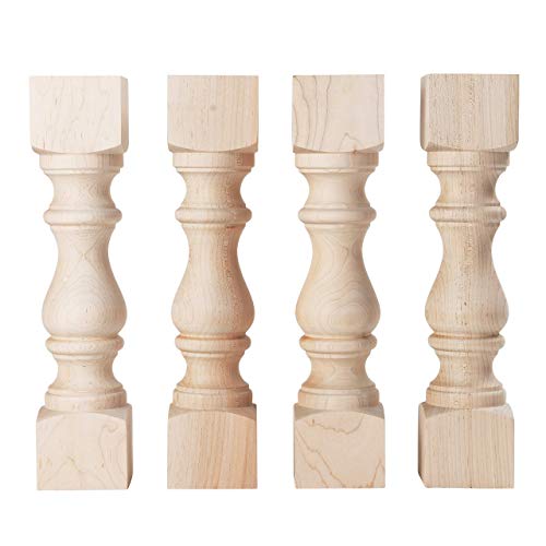 CAROLINA LEG CO. Maple Monastery Bench Legs - Replacement Coffee Table Legs - Unfinished - Set of 4 - Made in NC - Dimensions: 3.5" x 16"