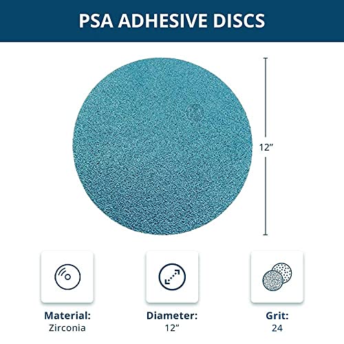 Benchmark Abrasives 12" Premium Zirconia No Hole PSA Discs, Self Adhesive Random Orbital Sander Discs for Sanding Polishing on Metal Wood Fiberglass (5 Pack) - 60 Grit