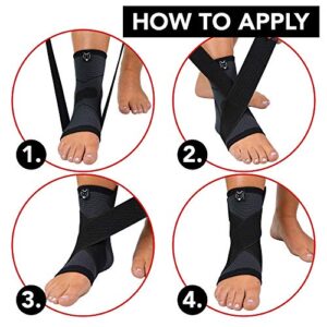 Dr. Wolf Ankle Compression Sleeve - Breathable Foot Brace For Plantar Fasciitis and Achilles Tendonitis Pain Relief For Men & Women - Support For Volleyball, Tennis, Basketball, Soccer, and Running (Large)