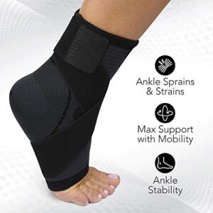 Dr. Wolf Ankle Compression Sleeve - Breathable Foot Brace For Plantar Fasciitis and Achilles Tendonitis Pain Relief For Men & Women - Support For Volleyball, Tennis, Basketball, Soccer, and Running (Large)